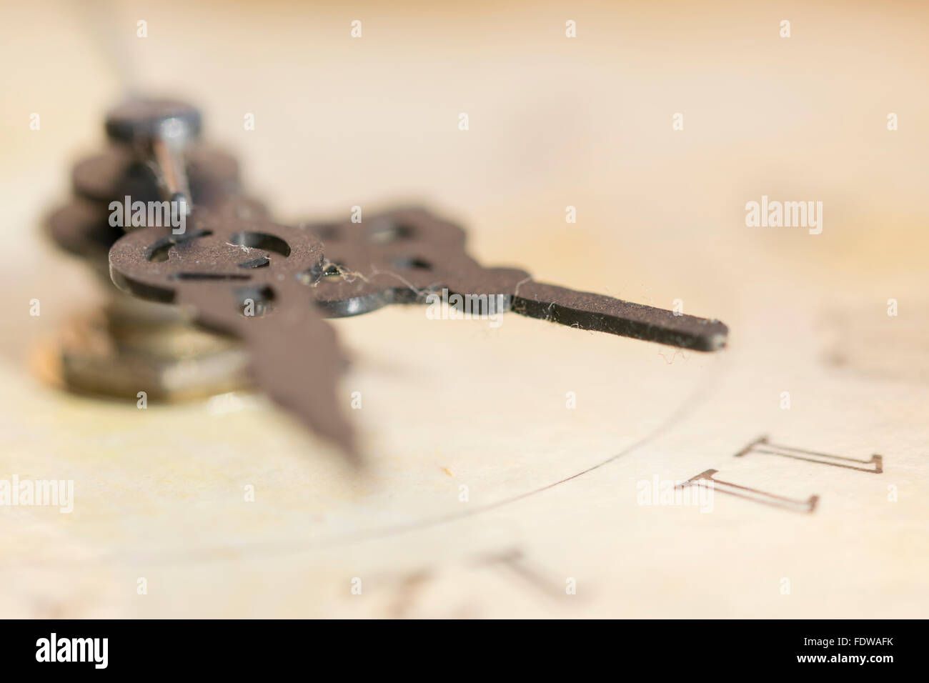 time concept with the detail of an aged clock hand and It hours Stock ...