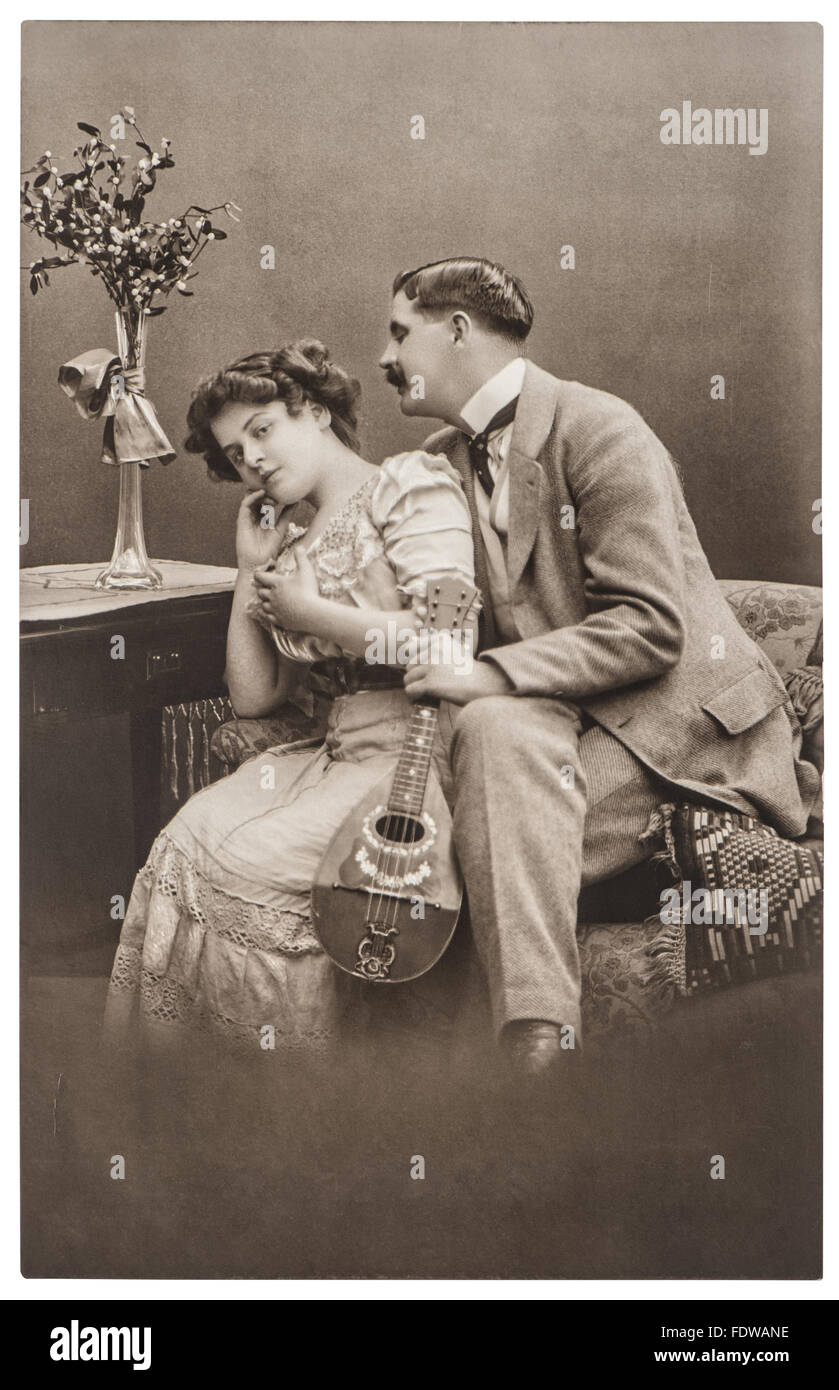 Sentimental romantic couple. Love song. Vintage picture with original ...