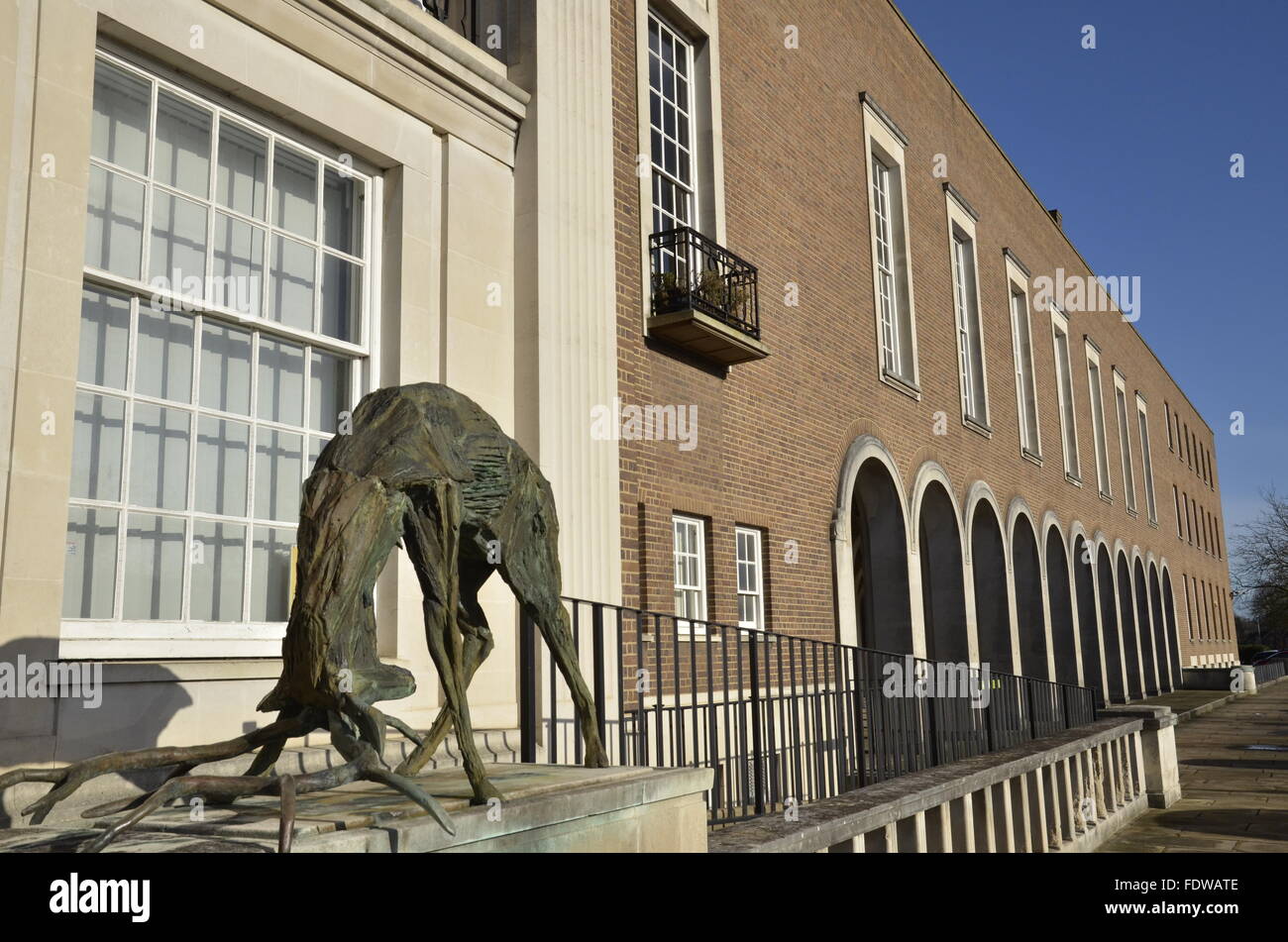 A stag sculpture and the frontage of Hertfordshire County Hall in Peg's ...