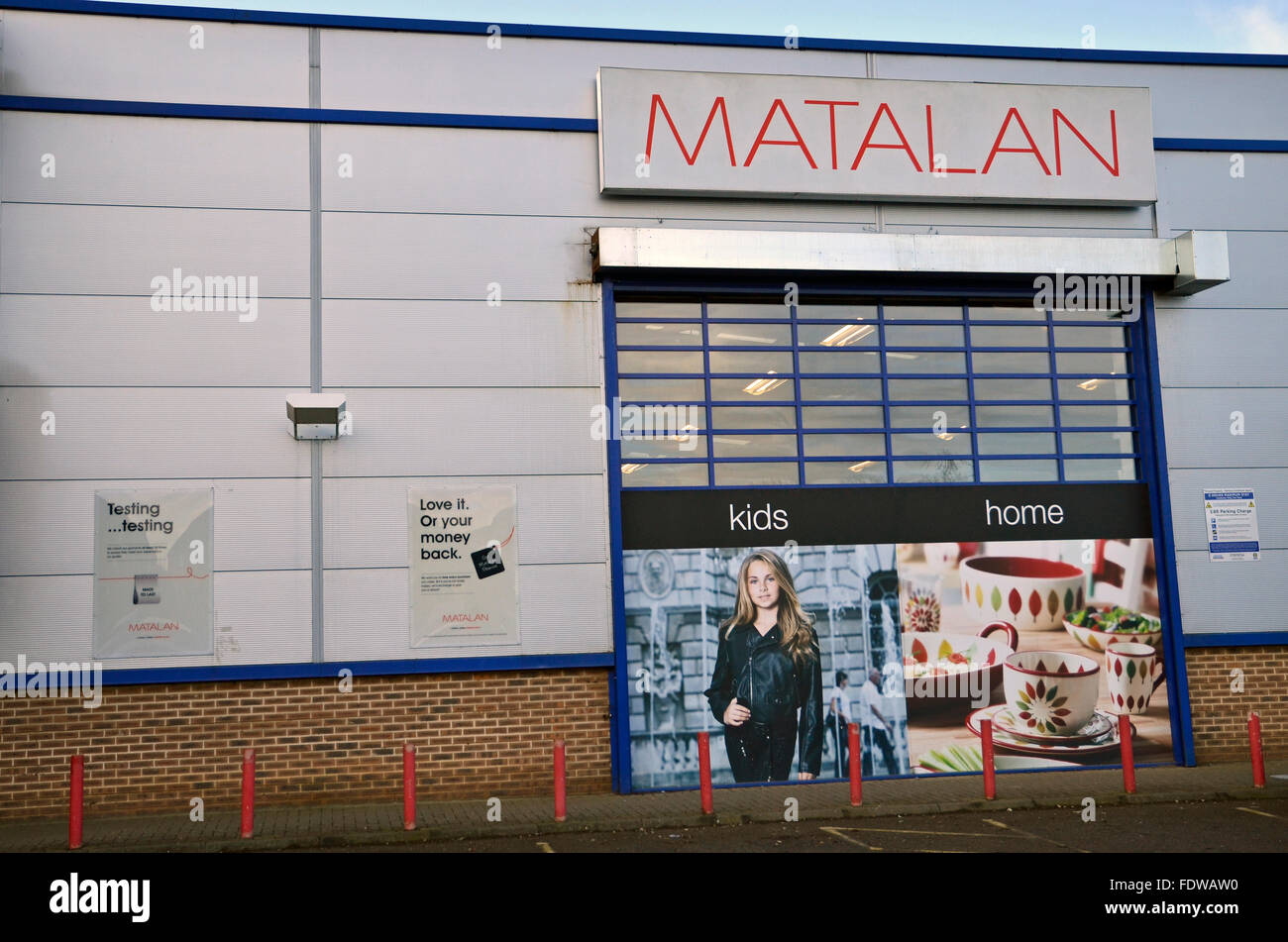 Signage at a Matalan clothing store in Hertford, Hertfordshire Stock ...