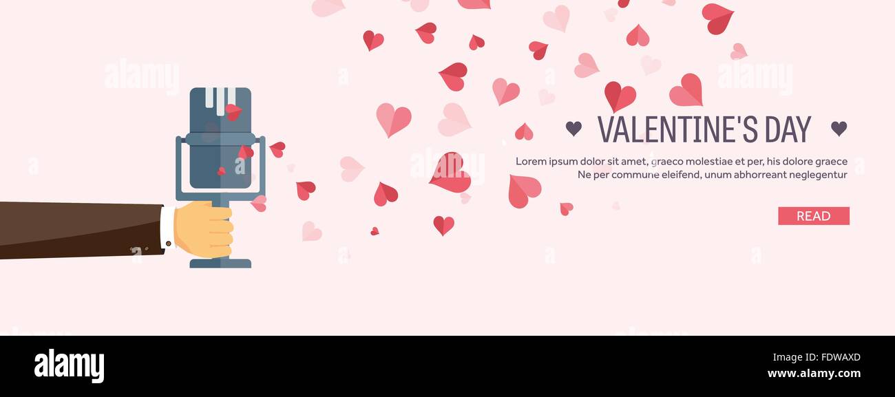 Vector illustration. Flat musical background with microphone. Love ...
