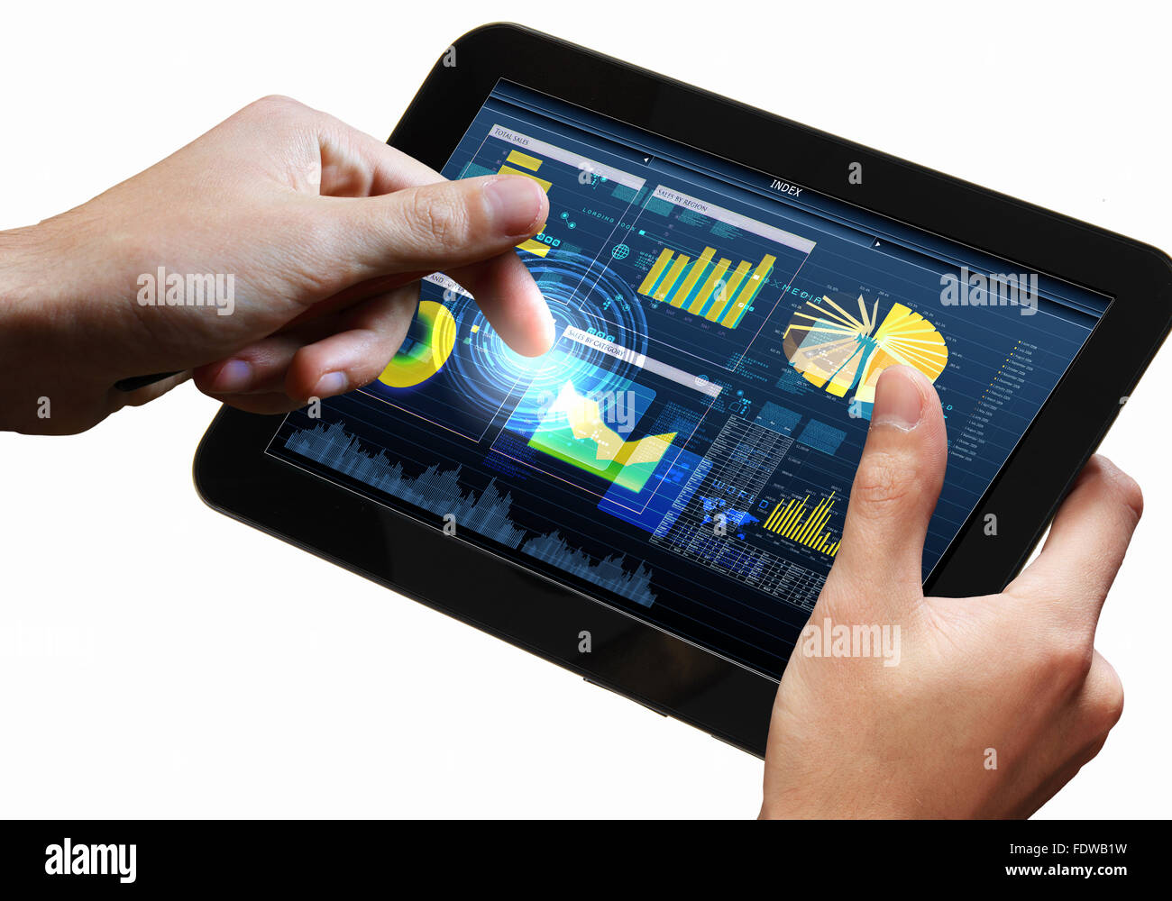 Modern computer technology in business illustration with wireless ...