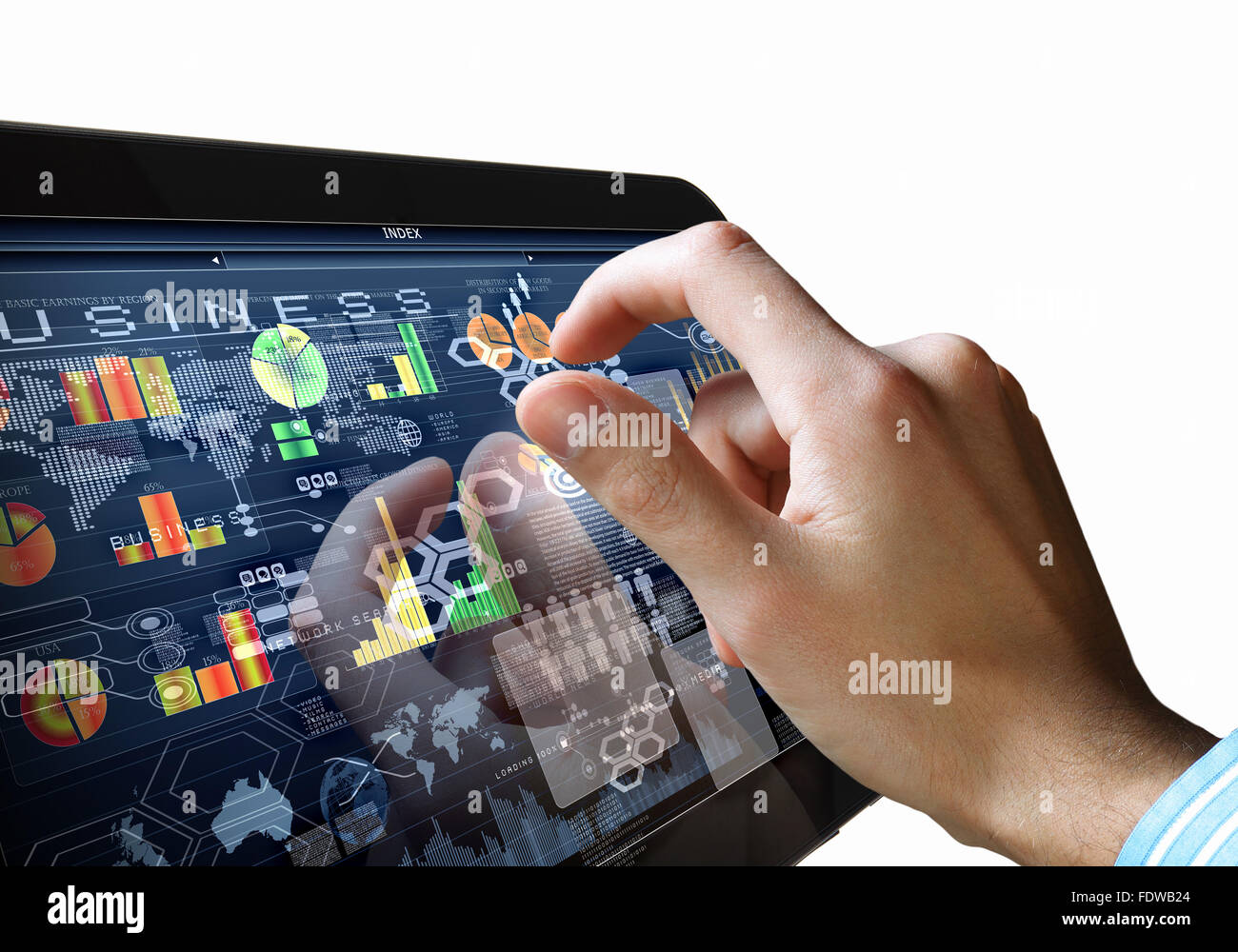 Modern computer technology in business illustration with wireless ...