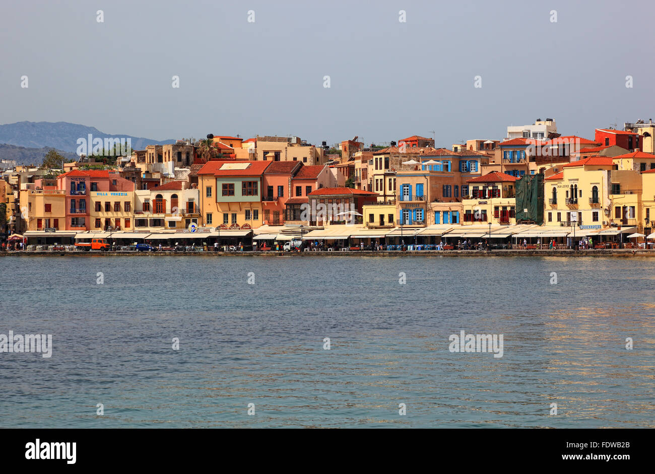 Crete, port Chania, Old Town in the harbour Stock Photo - Alamy