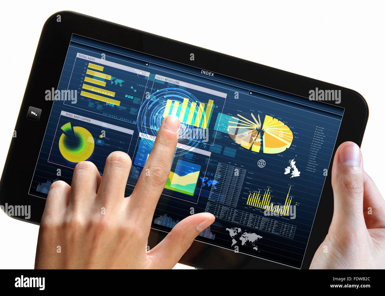Modern computer technology in business illustration with wireless ...