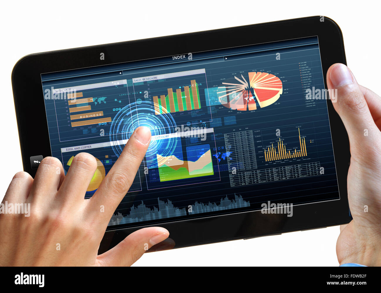 Modern computer technology in business illustration with wireless ...