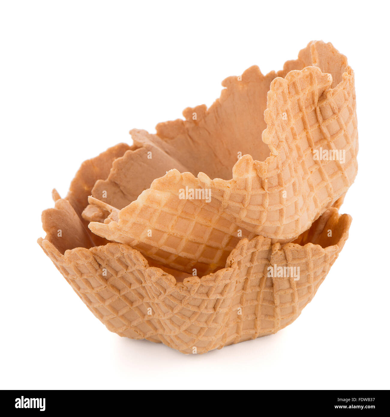 Wafer cups on white background Stock Photo - Alamy