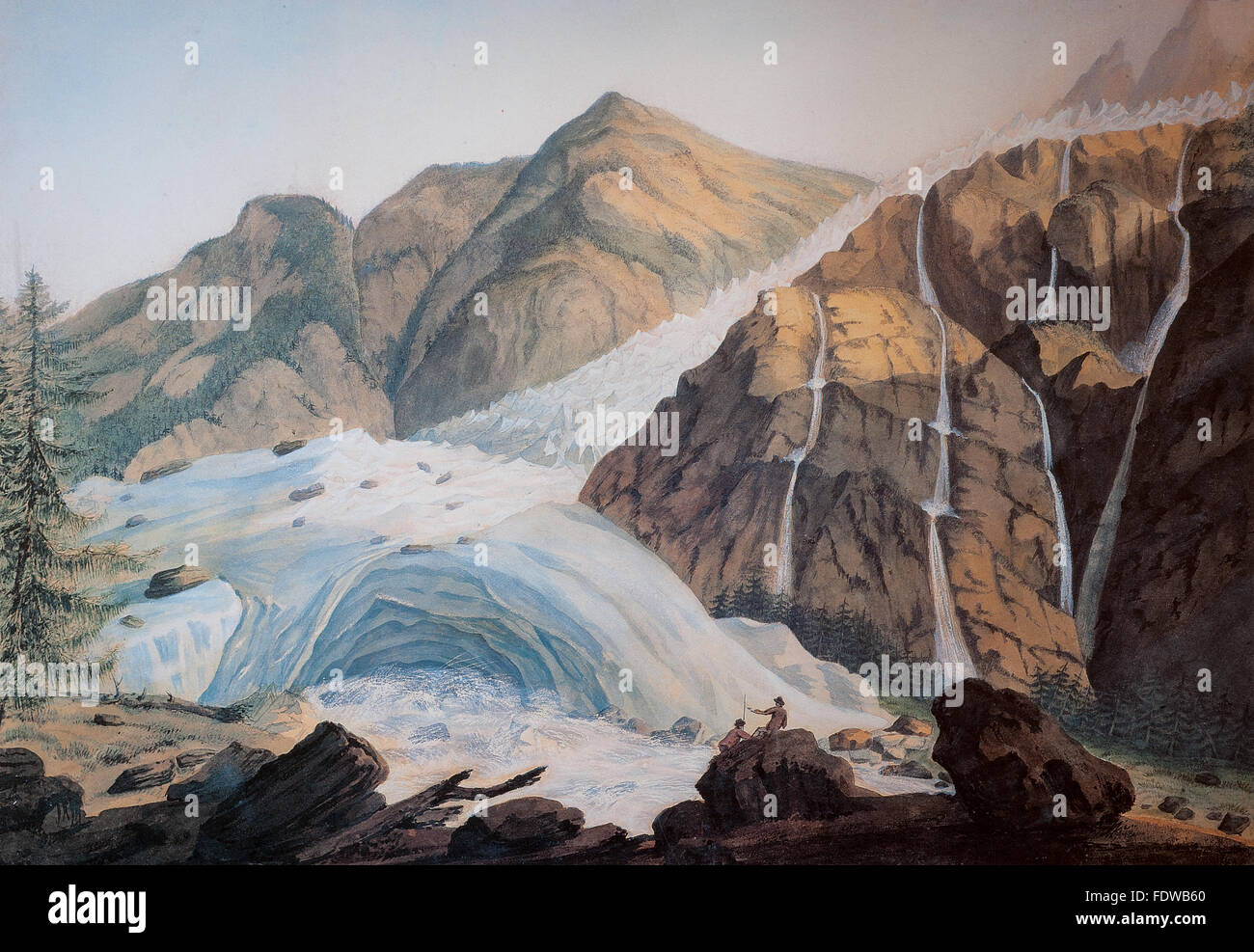 France Mont Blanc - La Source de L'Arveyron - Caspar Wolf half 1700 ...