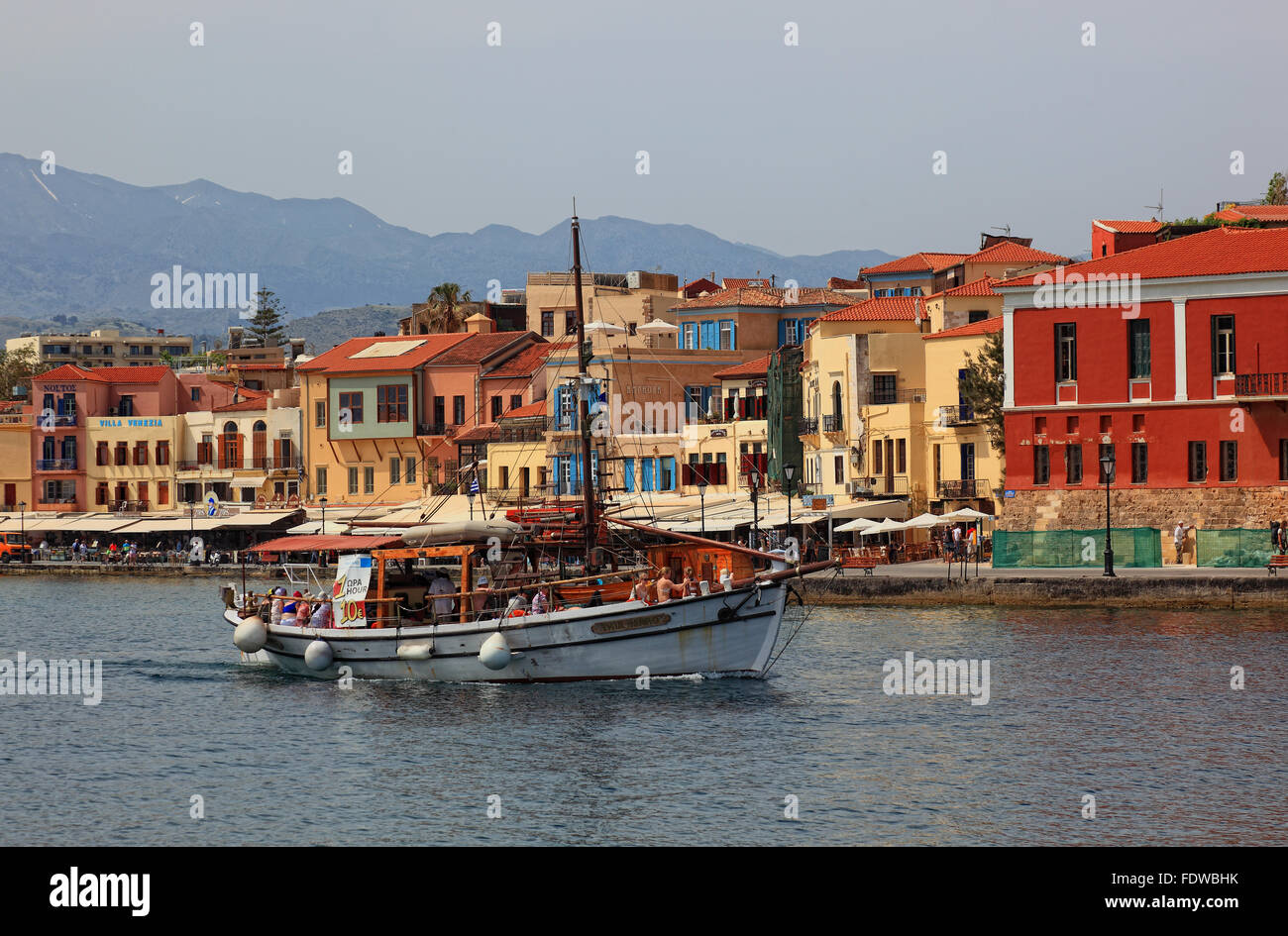 Crete, port Chania, Old Town in the harbour Stock Photo - Alamy