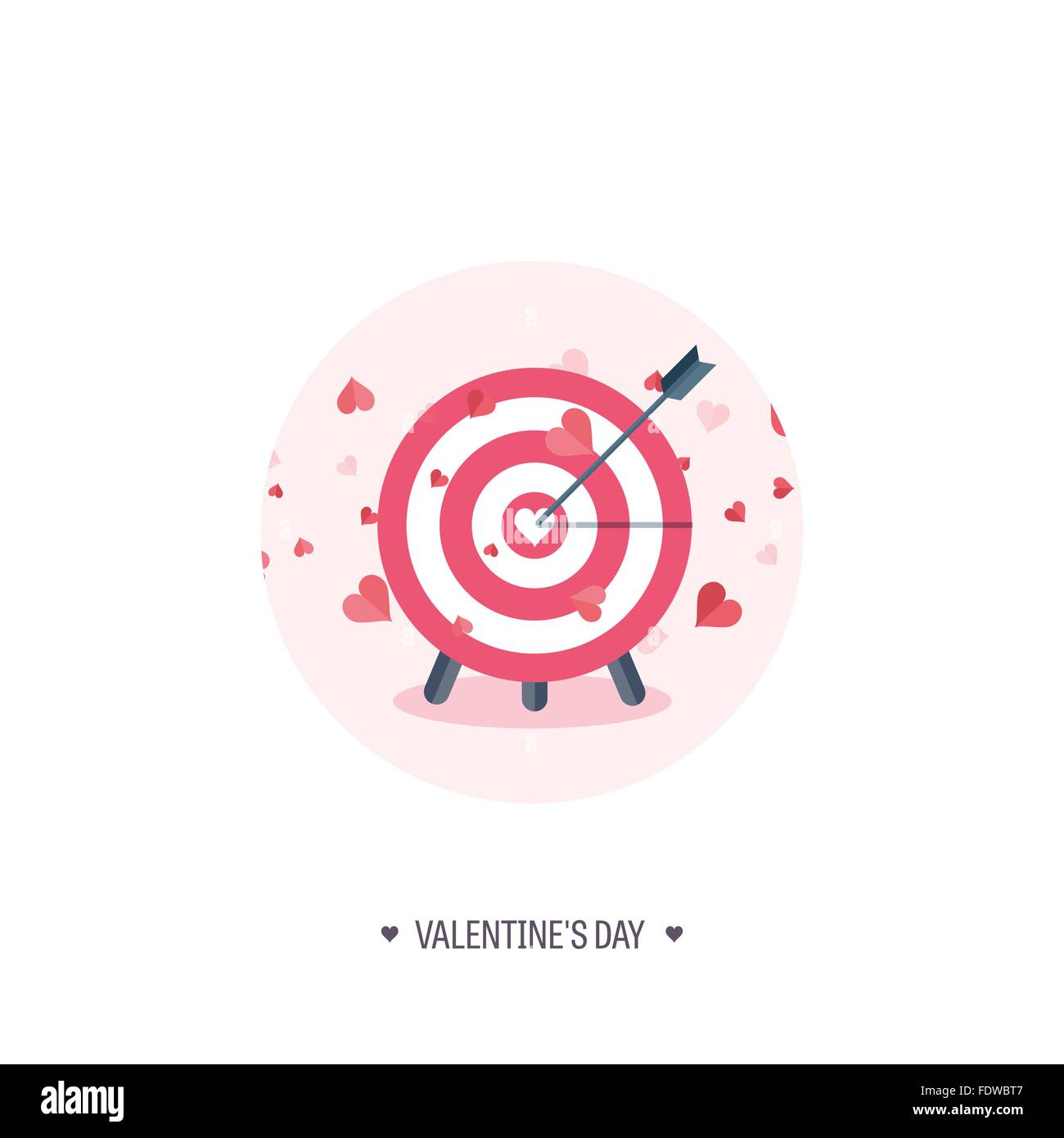 Vector illustration. Flat background with target. Love, hearts ...