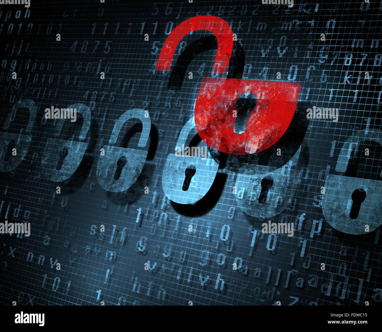 Security concept: Lock on digital screen, illustration Stock Photo - Alamy