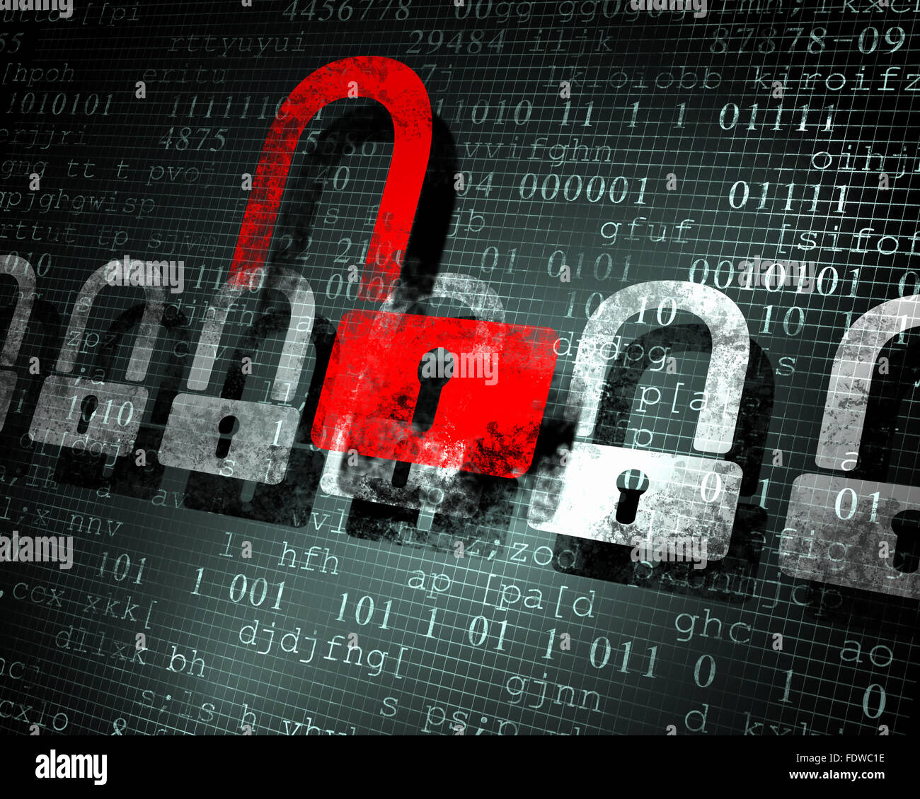 Security concept: Lock on digital screen, illustration Stock Photo - Alamy