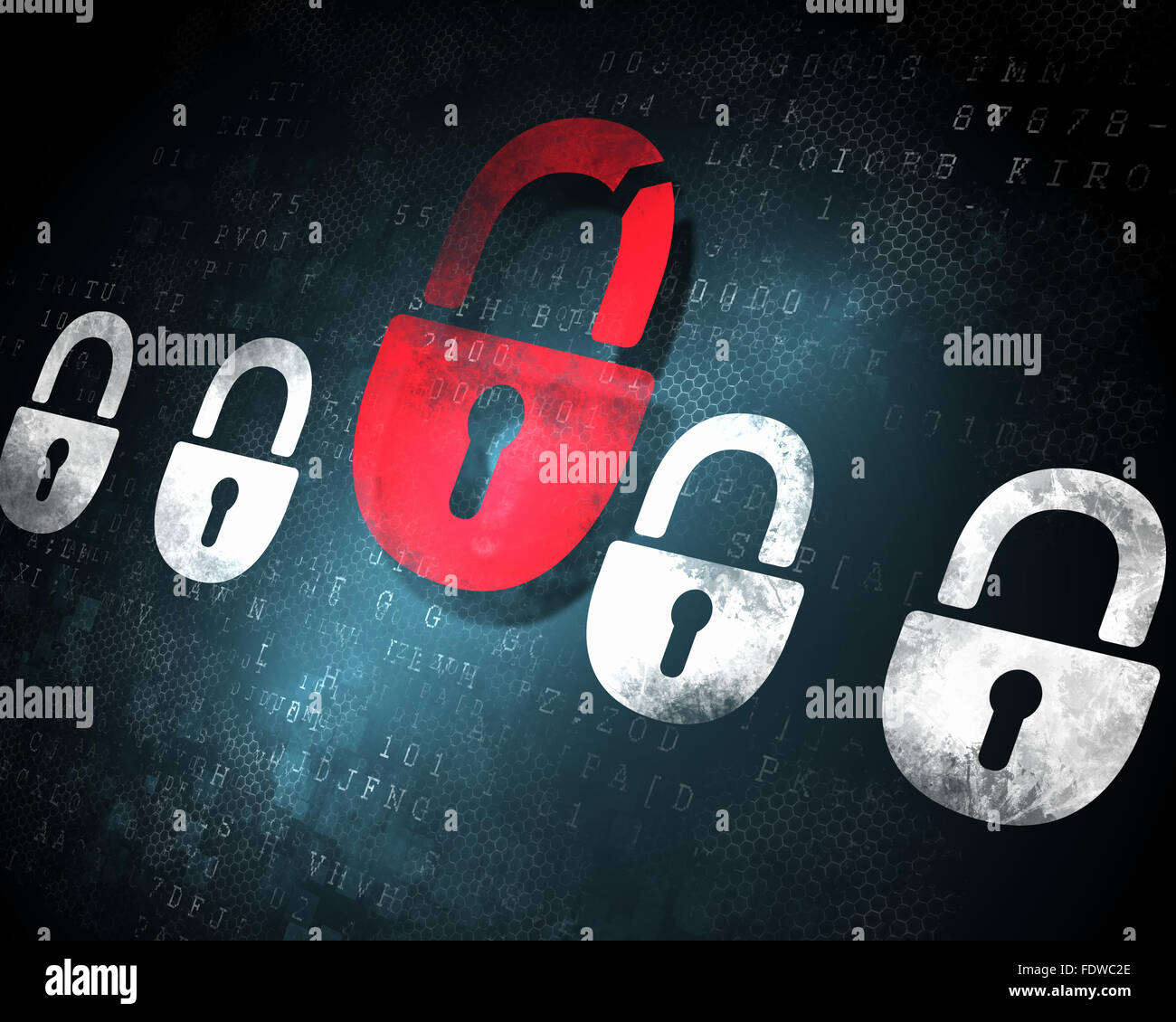 Security concept: Lock on digital screen, illustration Stock Photo - Alamy
