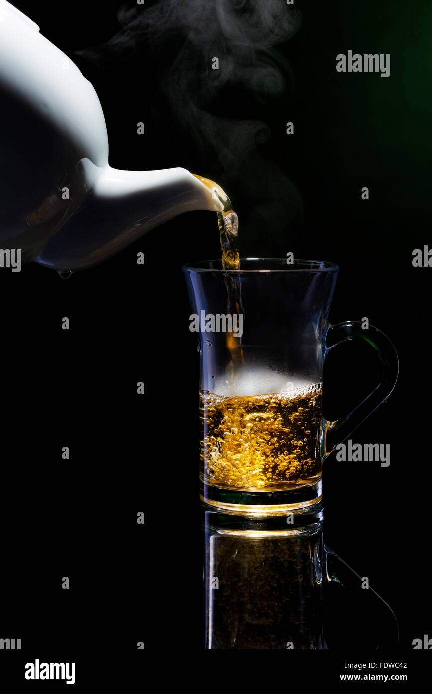 steaming hot fresh healthy green tea Stock Photo - Alamy