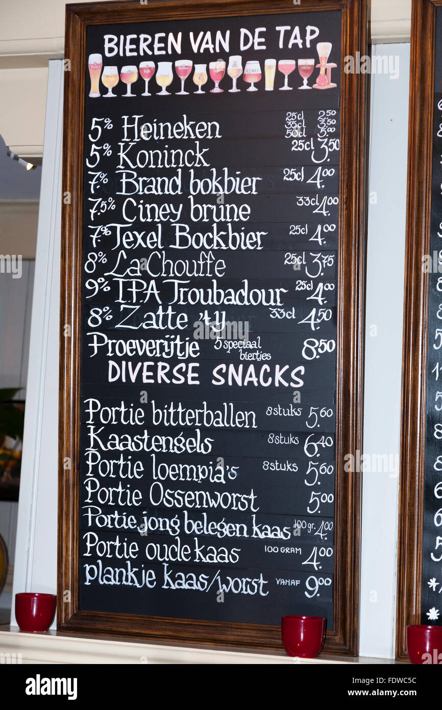 Menu Price List For Draught Beer UK Or Draft Beer US Beers On