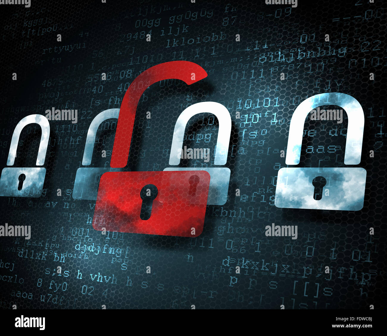 Security concept: Lock on digital screen, illustration Stock Photo - Alamy