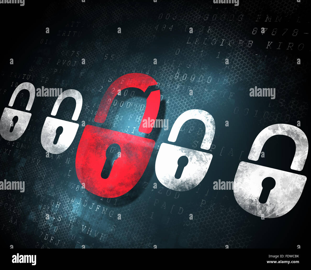 Security concept: Lock on digital screen, illustration Stock Photo - Alamy