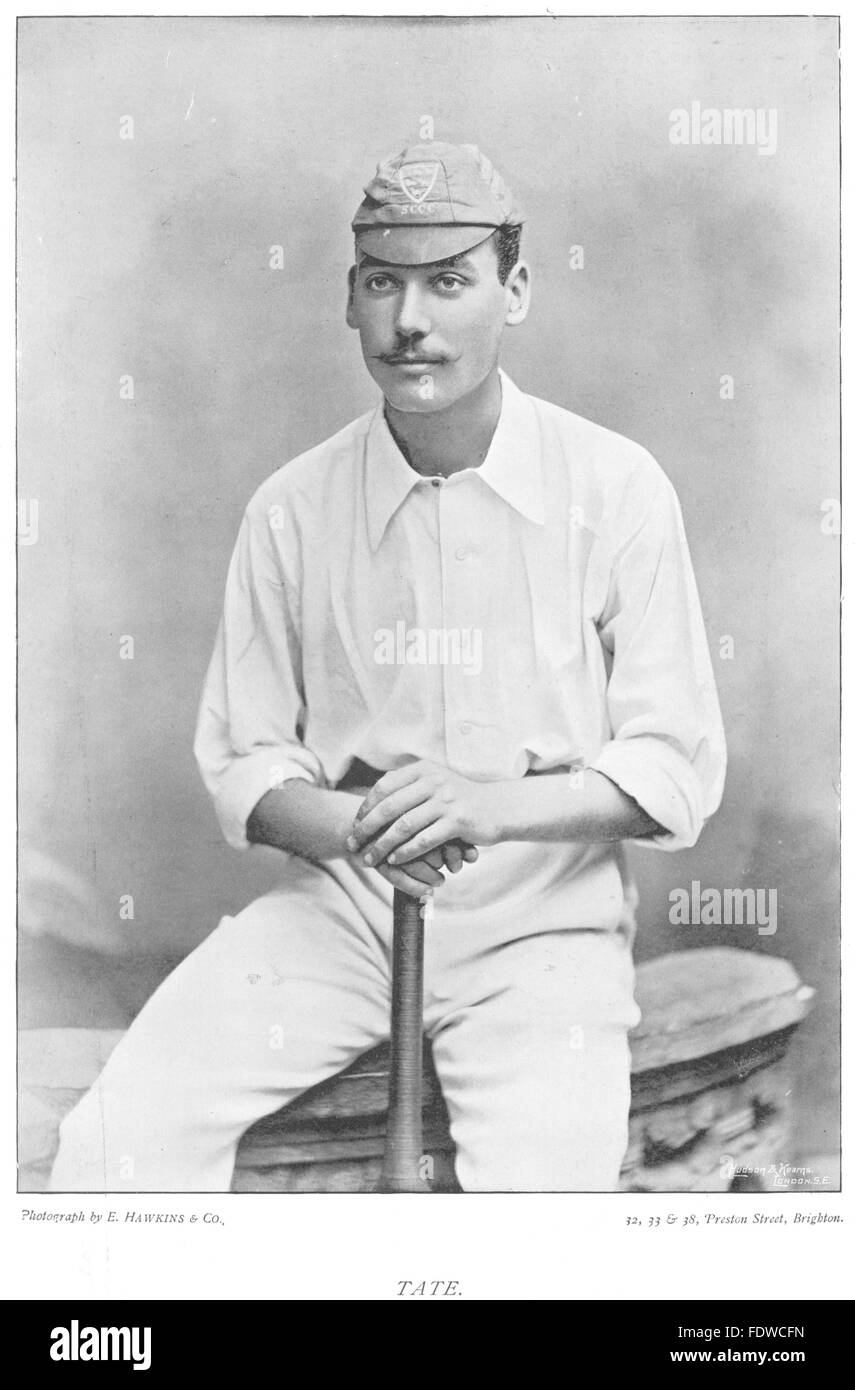 SUSSEX CRICKET: Tate- fast bowler A native of Brighton, antique print ...