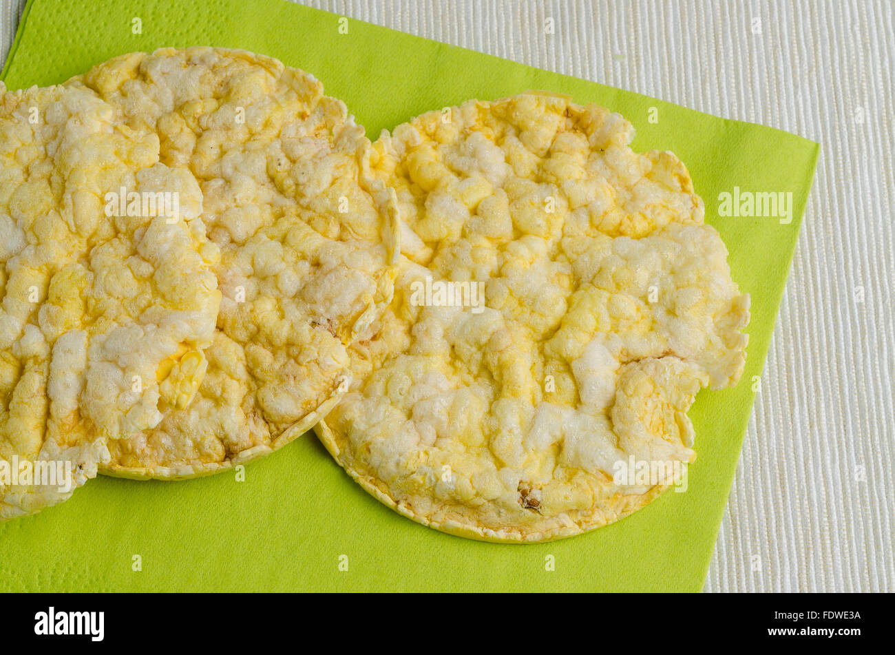corn cake, puffed corn on table, breakfast background Stock Photo - Alamy