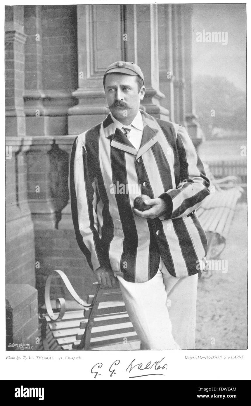 DERBYSHIRE CRICKET: GG WALKER- all- round Cricketer, antique print 1896 ...