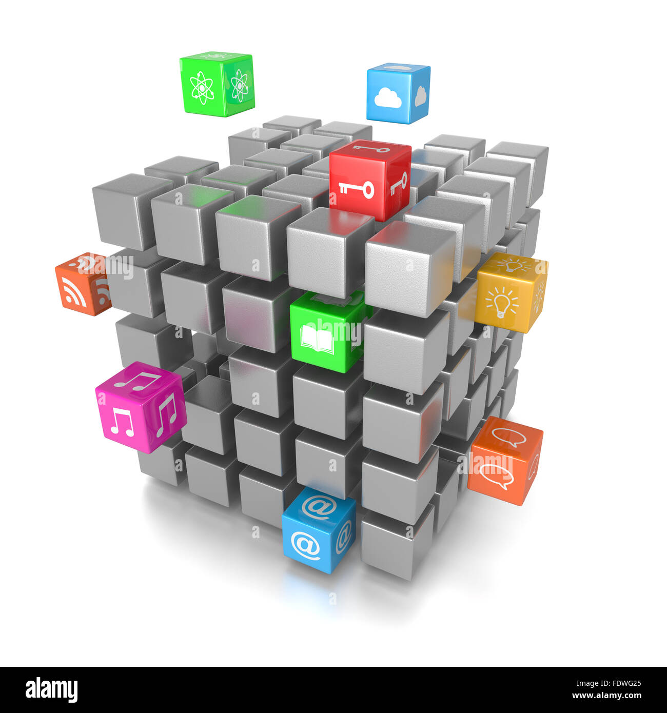 3D Cube App Icons on White Background 3D Illustration Stock Photo - Alamy