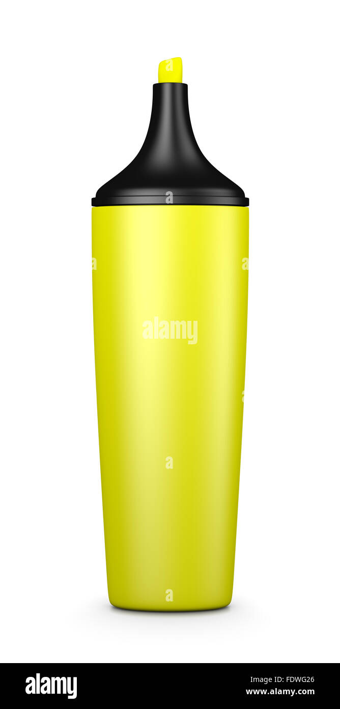 Single Yellow Highlighter on White Background 3D Illustration Stock ...