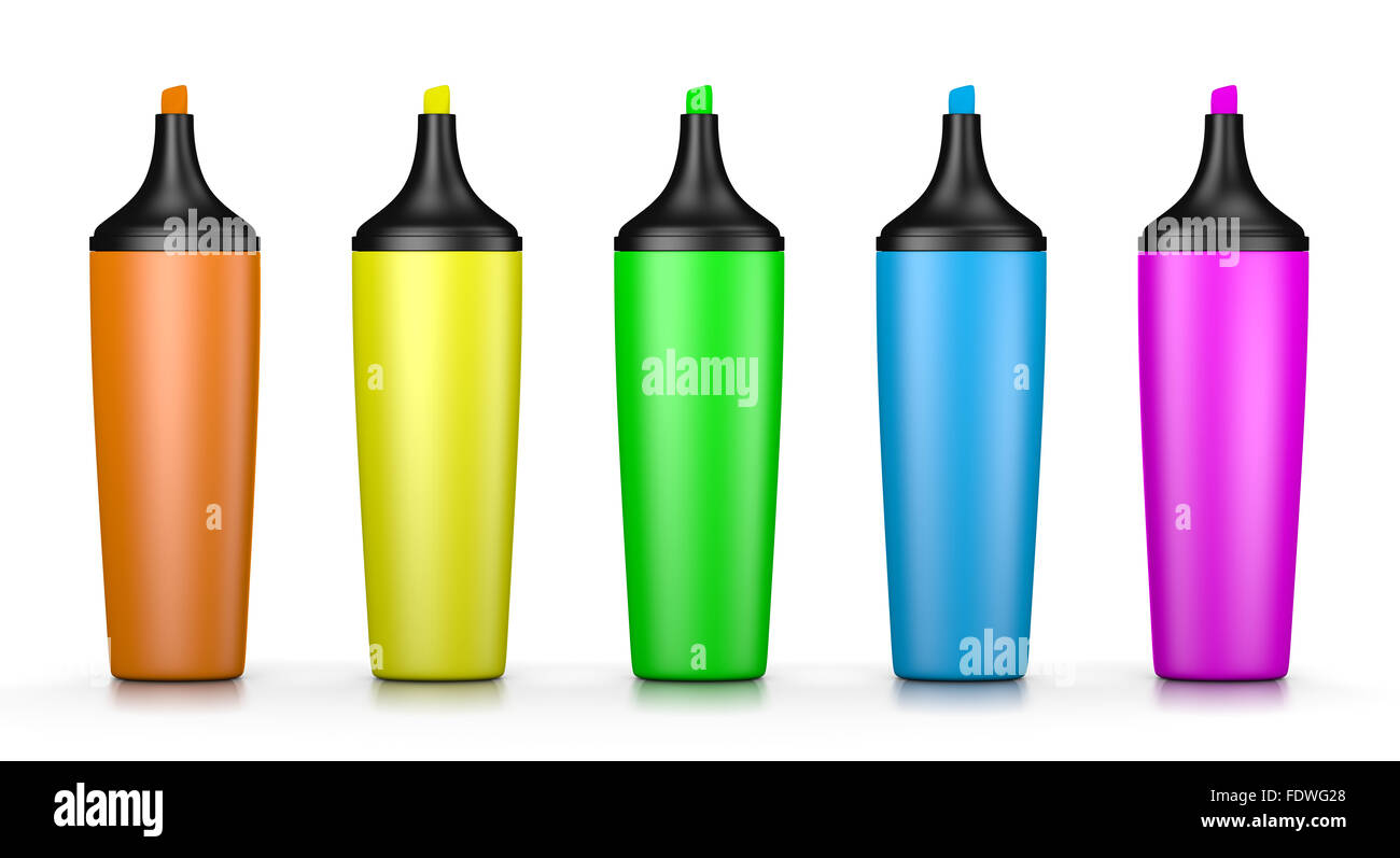 Highlighter Collection on White Background 3D Illustration Stock Photo ...