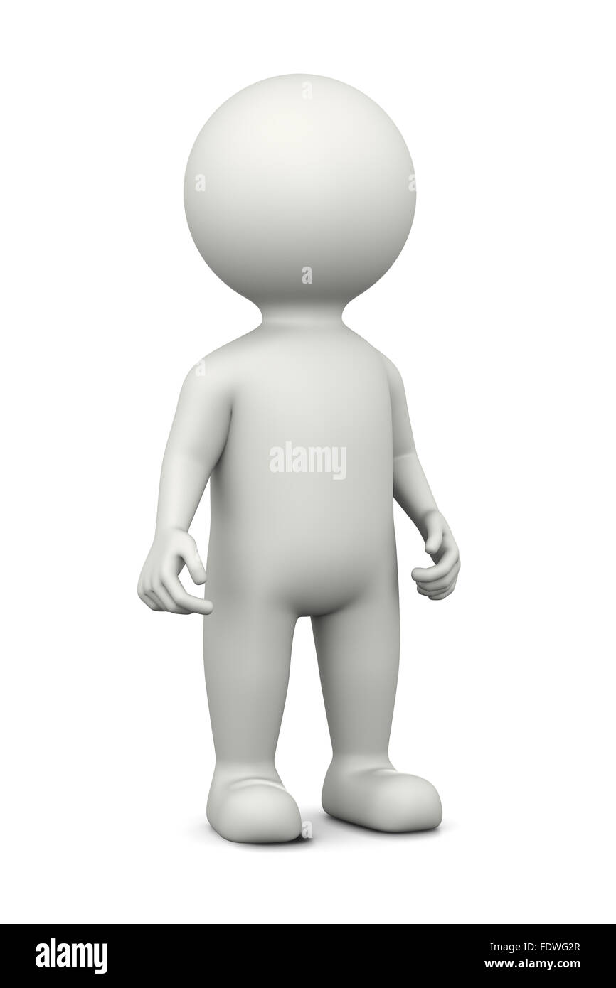 Standing White 3D Character Illustration on White Background Stock ...