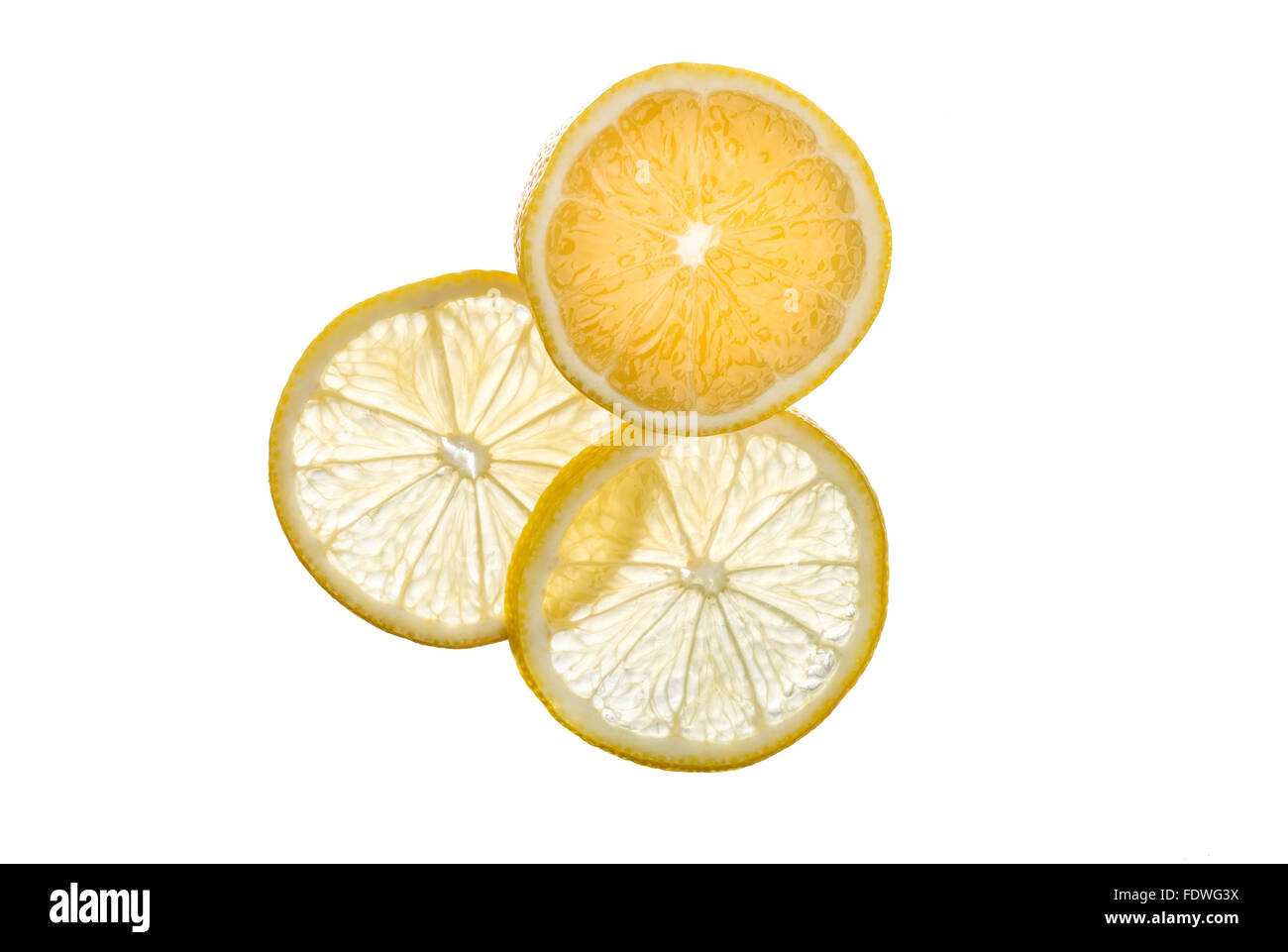 Transparent lemon slices isolated on white background Stock Photo - Alamy