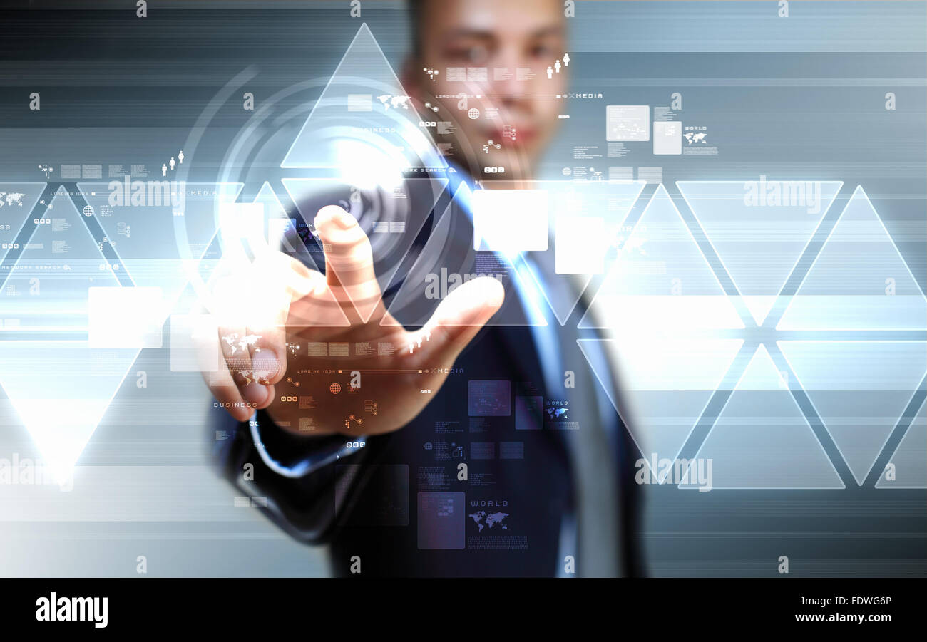 image of businessman touching screen with finger Stock Photo - Alamy image of businessman touching screen with finger Stock Photo - Alamy