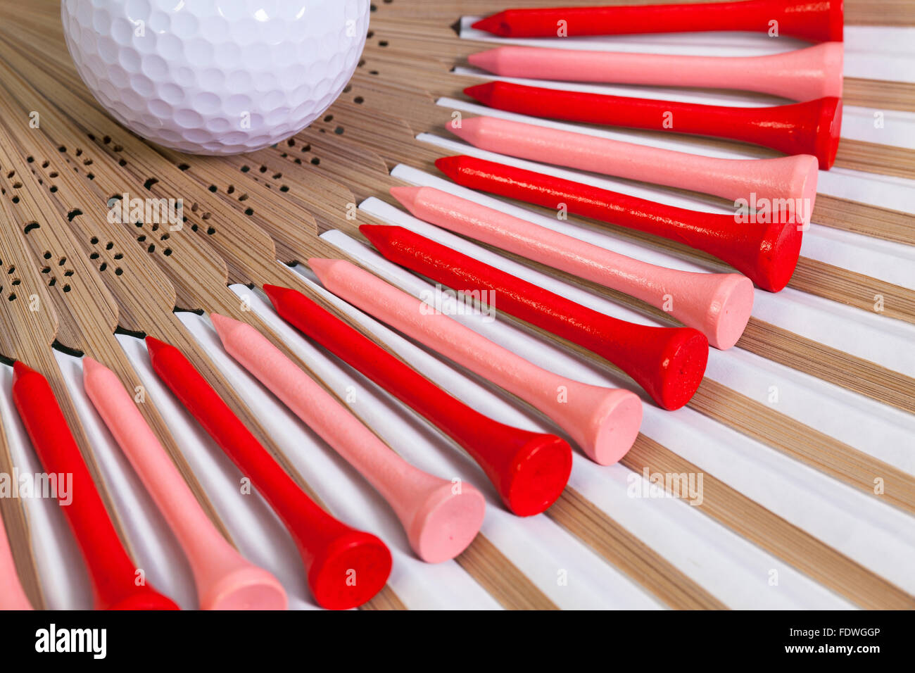 Typical Japanese hand fan made of bamboo and golf equipments Stock ...