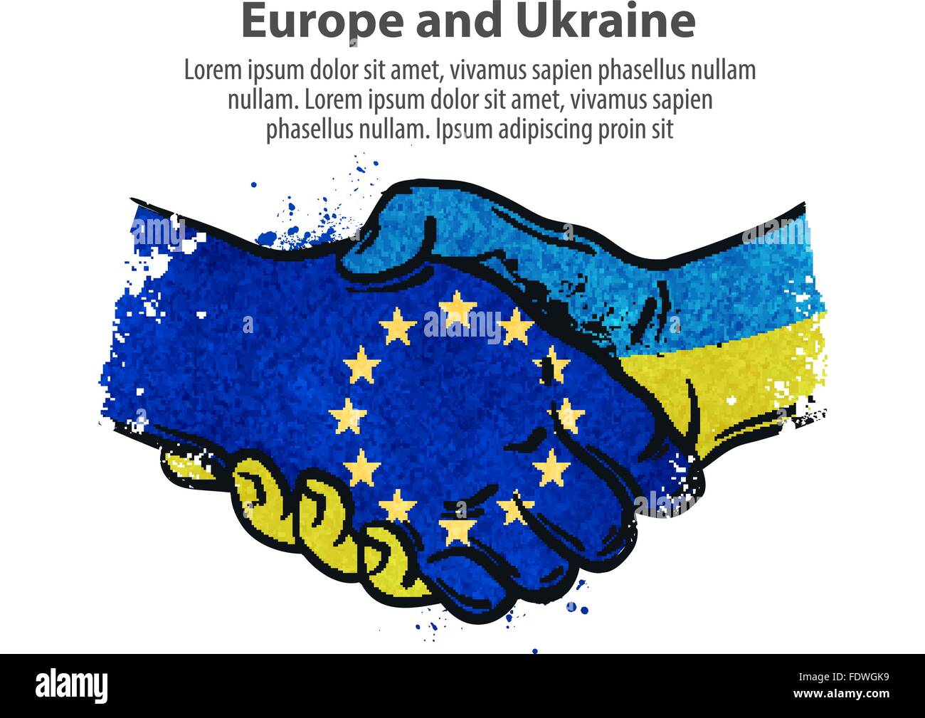handshake. European Union and Ukraine. vector illustration Stock Vector ...