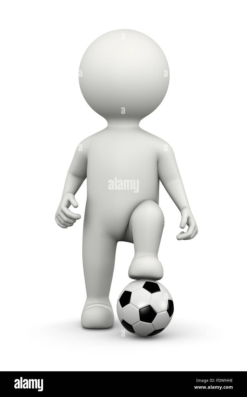 One Single Football Player White Character Standing with Ball 3D ...