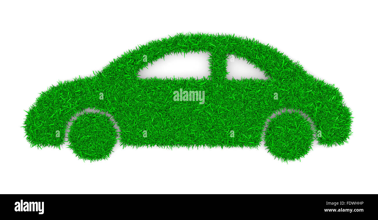 Grass Green Car Shape on White Background 3D Illustration Stock Photo ...