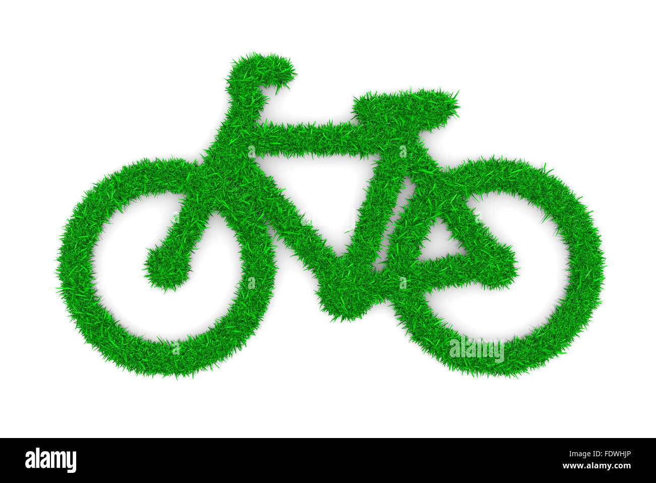 Grass Green Bike Symbol Shape on White Background 3D Illustration Stock ...