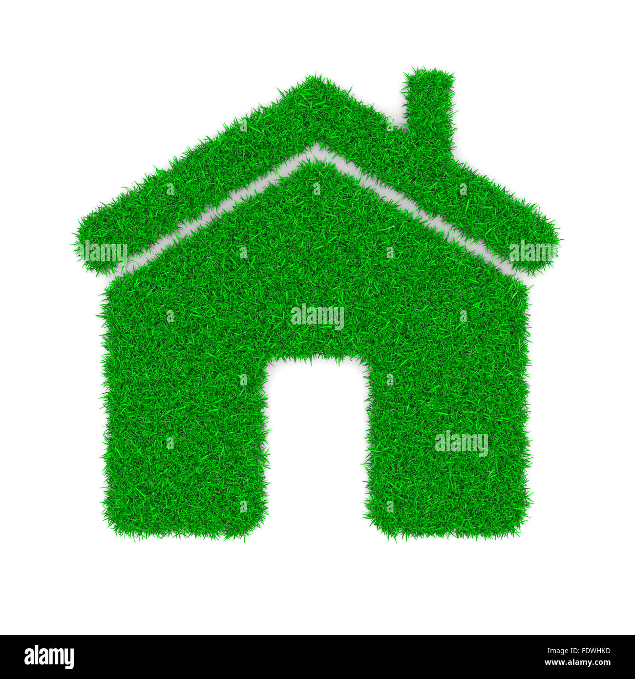 Grass Home Sign Shape on White Background 3D Illustration Stock Photo ...