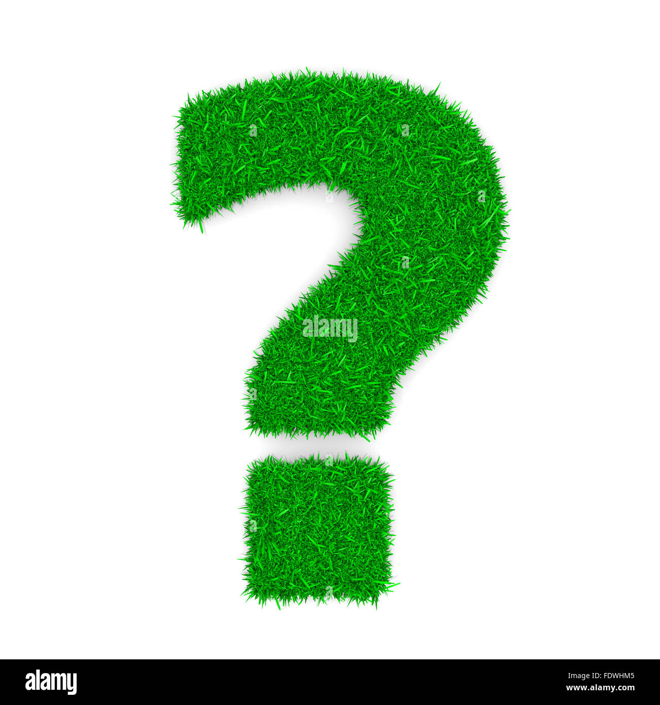 Grass Question Mark Sign Shape on White Background 3D Illustration ...