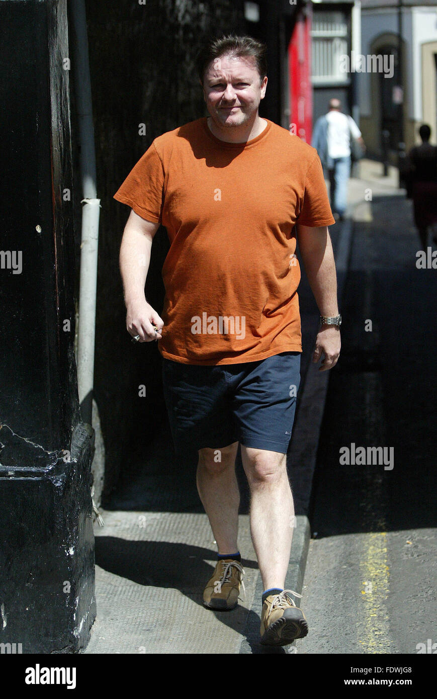 Ricky Gervais in Summer shorts London (credit image©Jack Ludlam Stock ...
