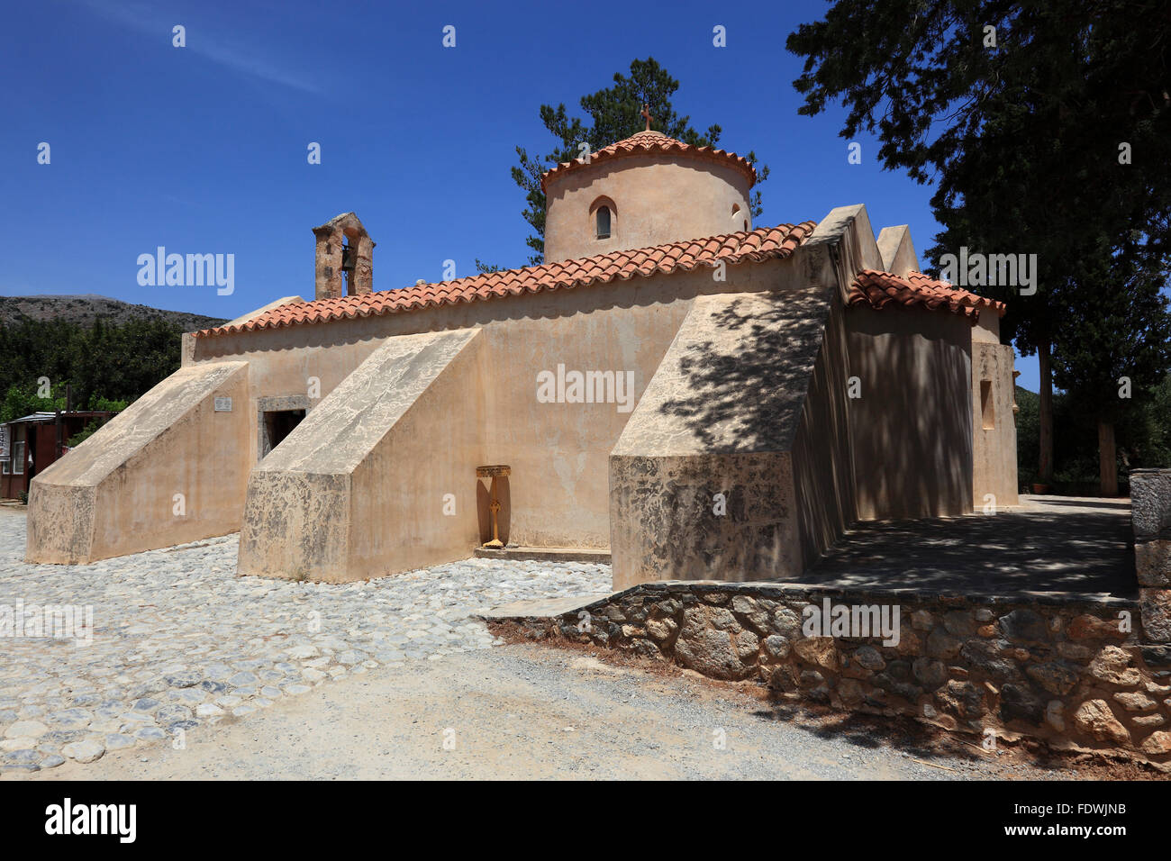 Crete, Byzantine church Panigia Kera with Kritsa, dreischiffige dome ...