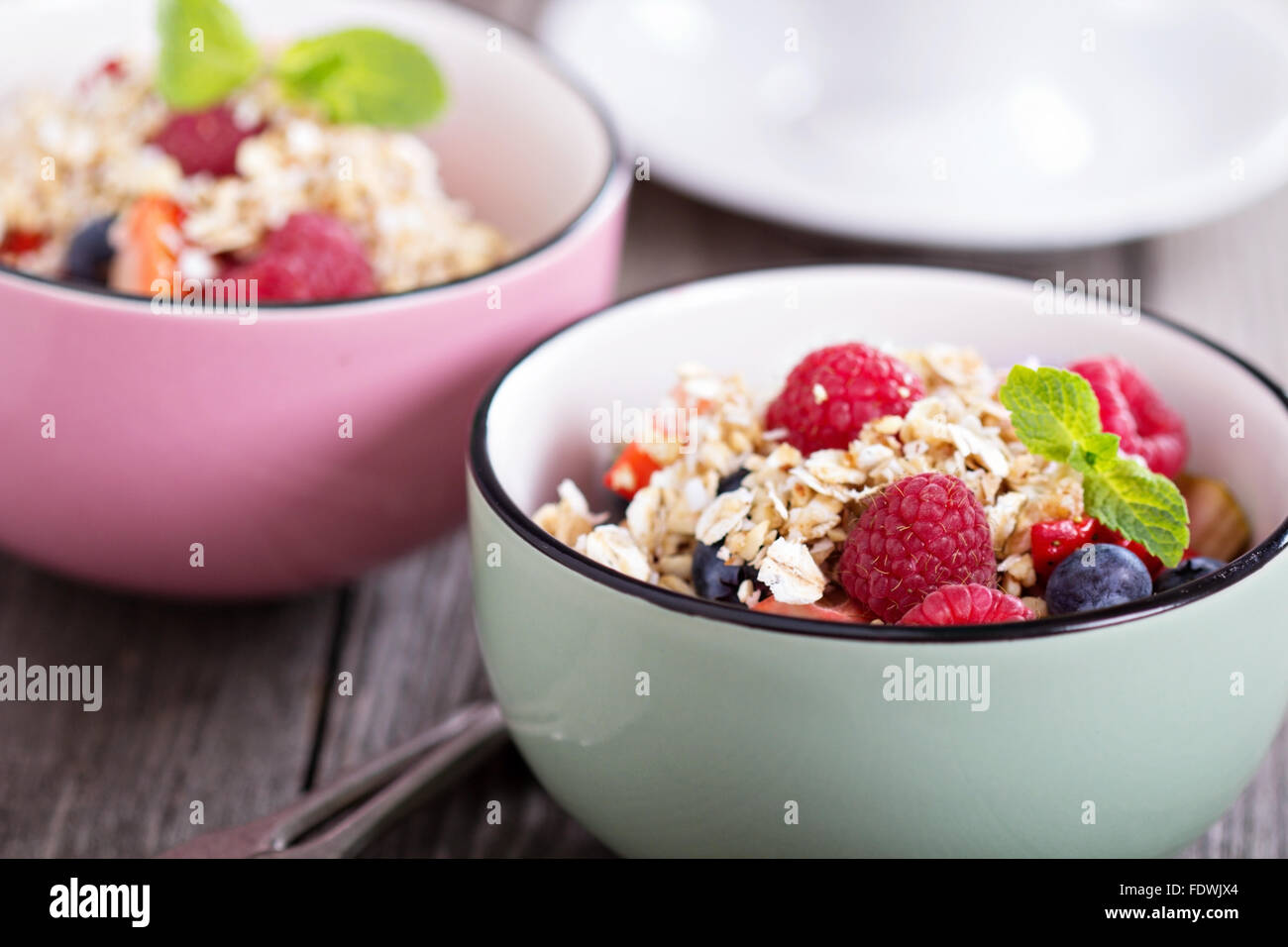 Berry dessert: raspberries, blueberries and strawberries with crumble ...