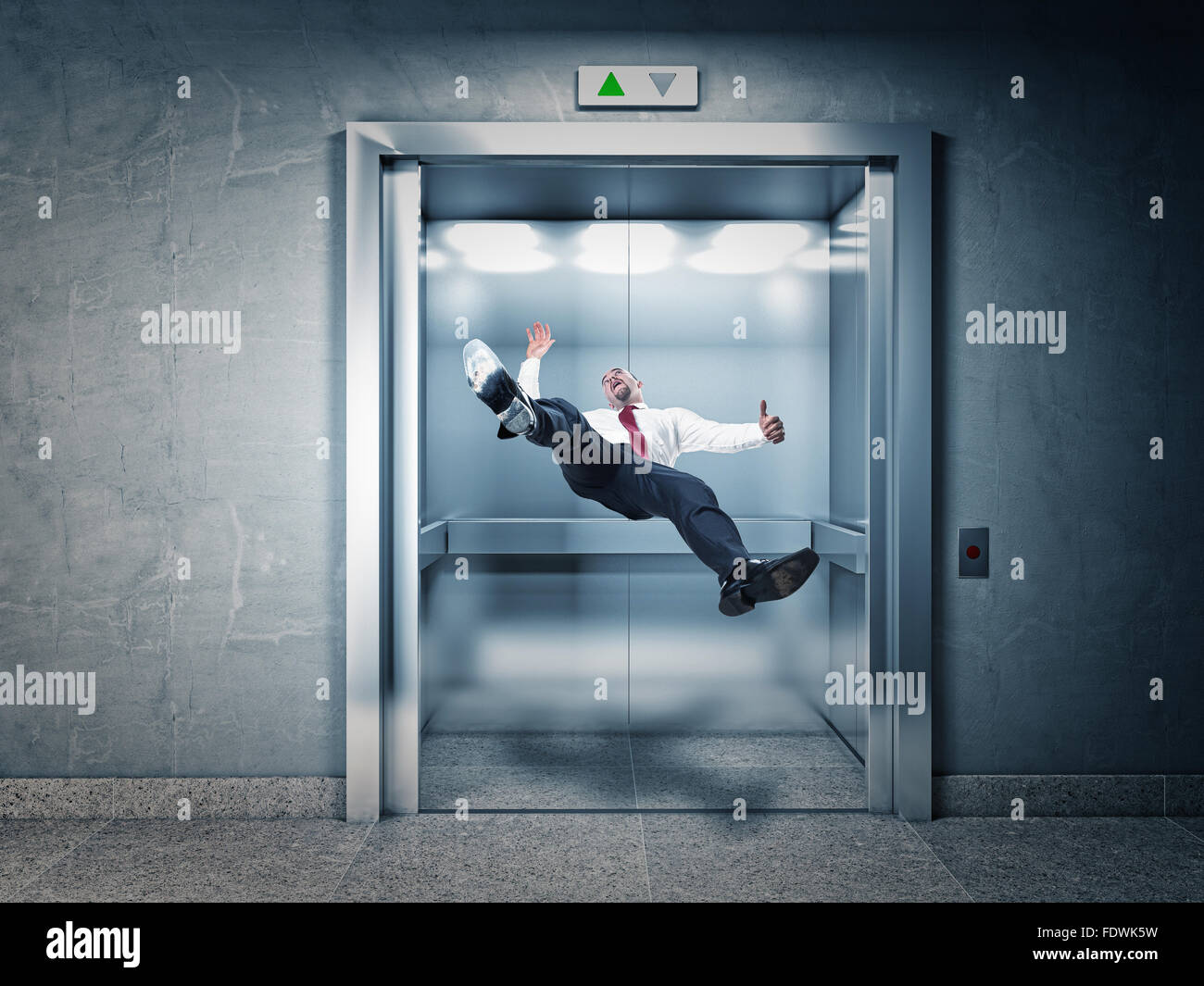 businessman falling in modern elevator Stock Photo - Alamy