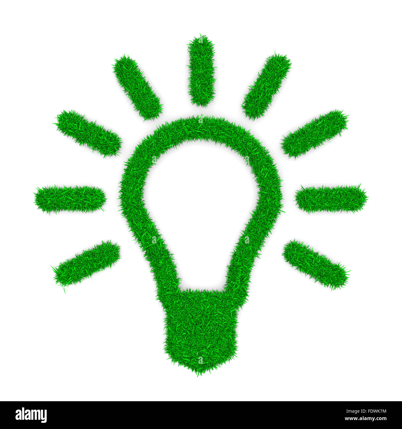 Grass Green Light Bulb Symbol Shape on White Background 3D Illustration ...
