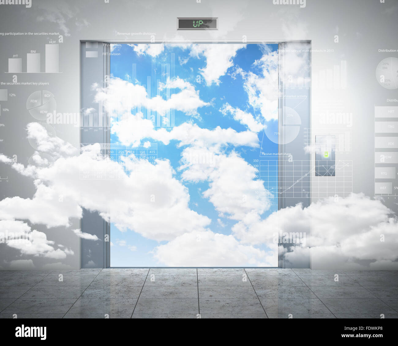 the elevator doors and the natural landscape behind them Stock Photo ...