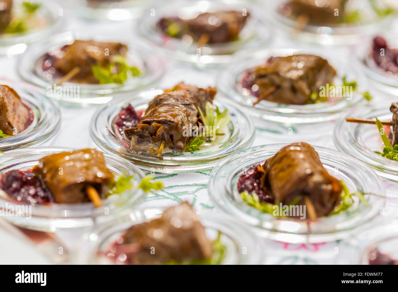 special gourmet starters finger food at celebration Stock Photo - Alamy