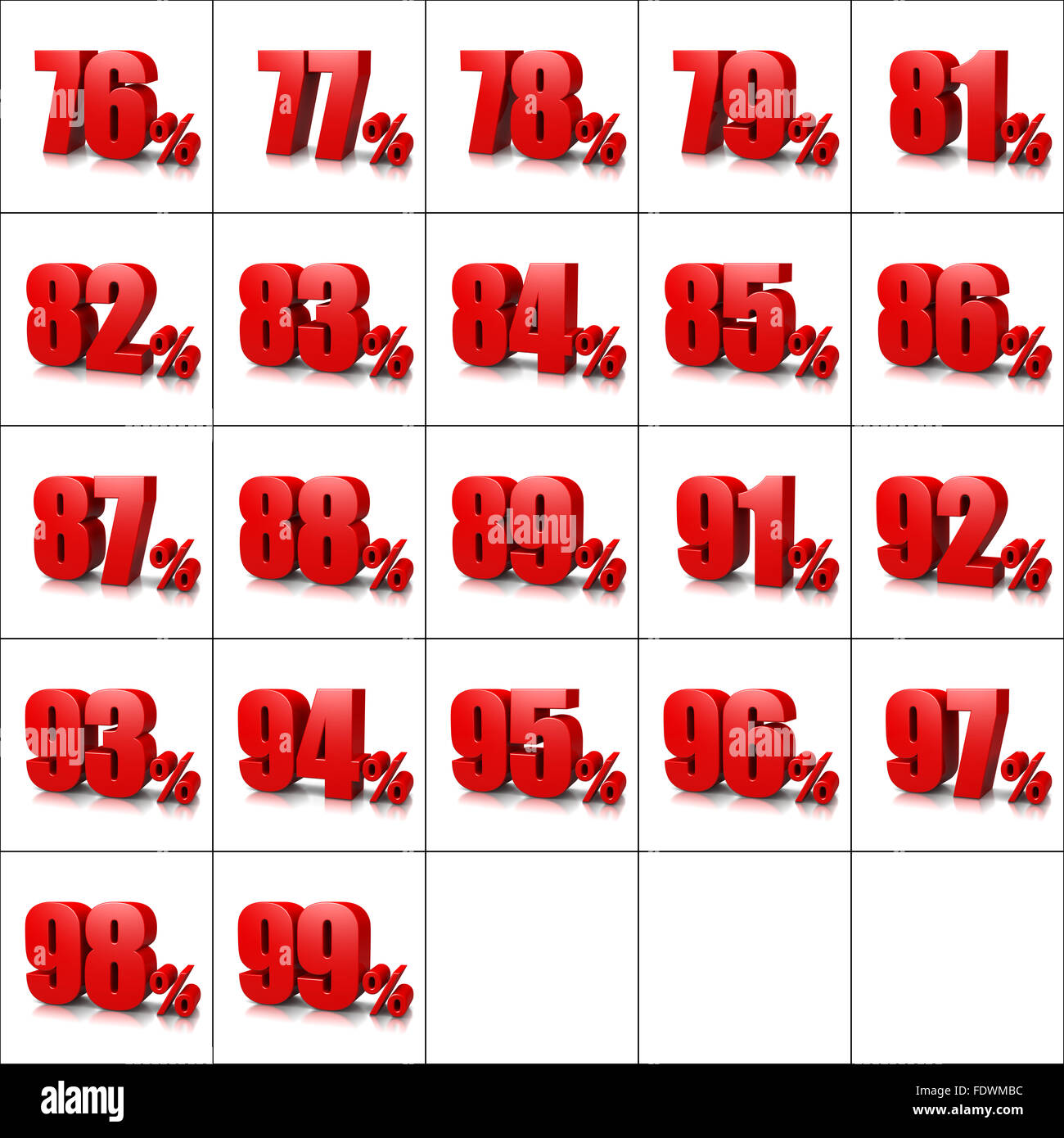 Red Percentage Numbers Series on White Background Illustration Stock ...
