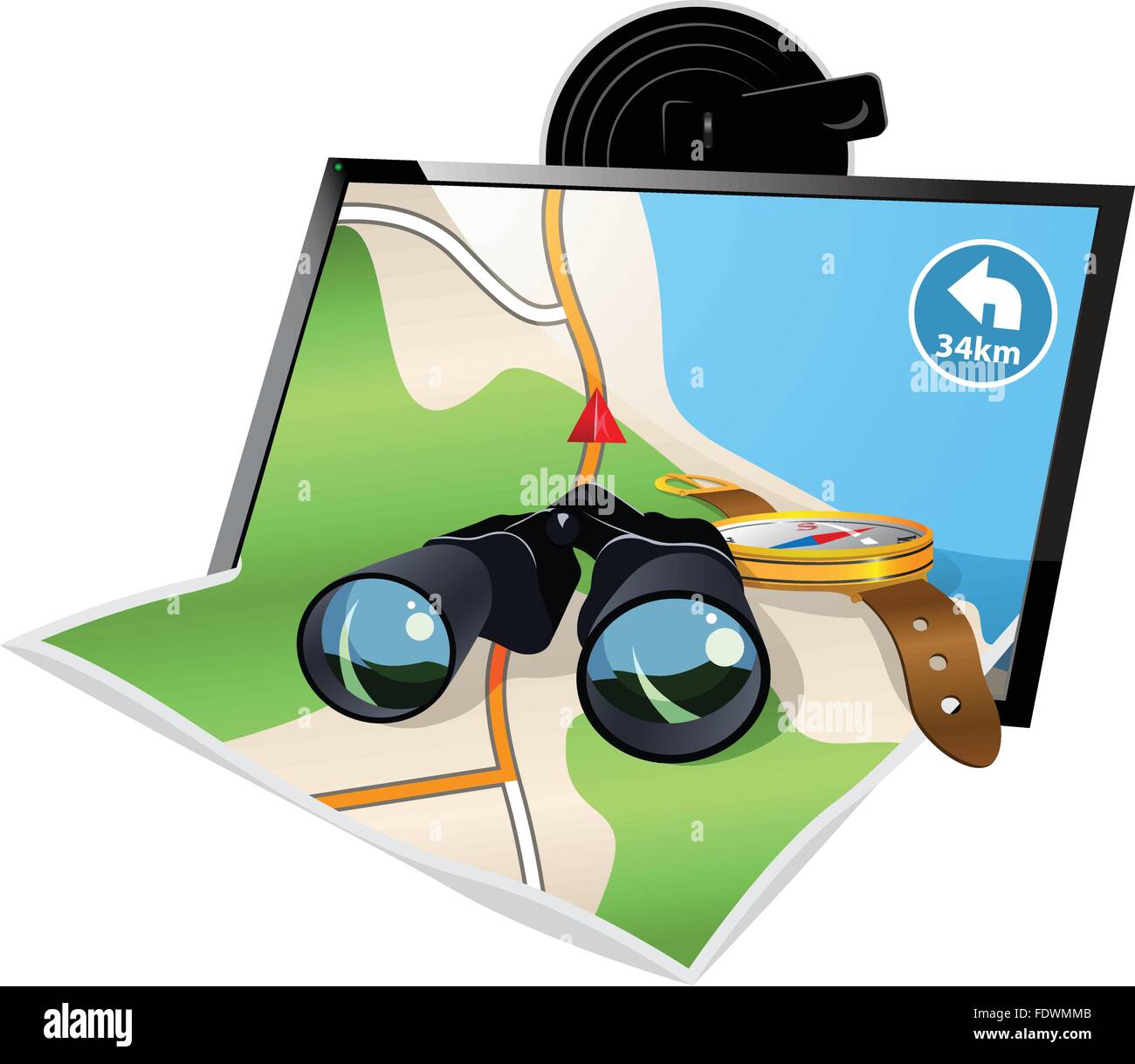3D view of a map navigation on a tablet Stock Vector Image & Art - Alamy