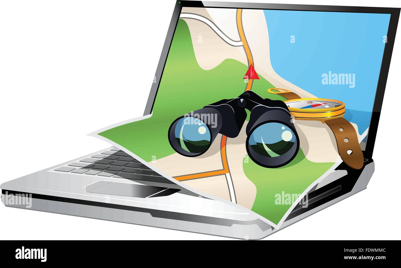 illustration of the gps navigation on laptop Stock Vector Image & Art ...
