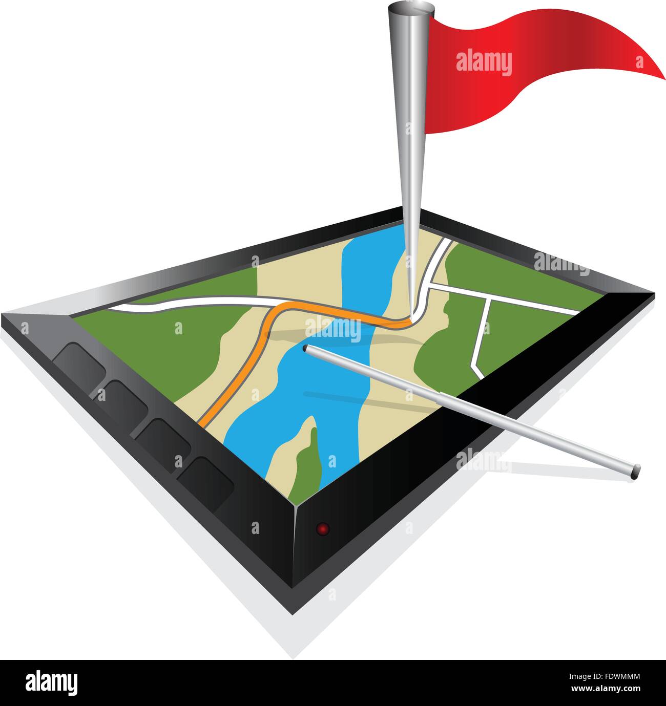 3D view of a map navigation on a tablet Stock Vector Image & Art - Alamy