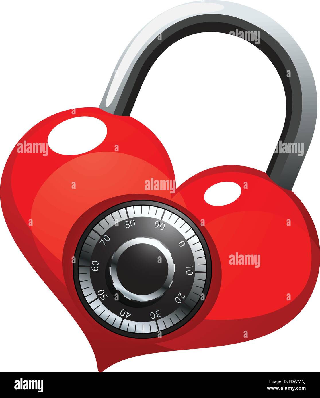 Red heart with shiny metal round combination lock Stock Vector Image ...