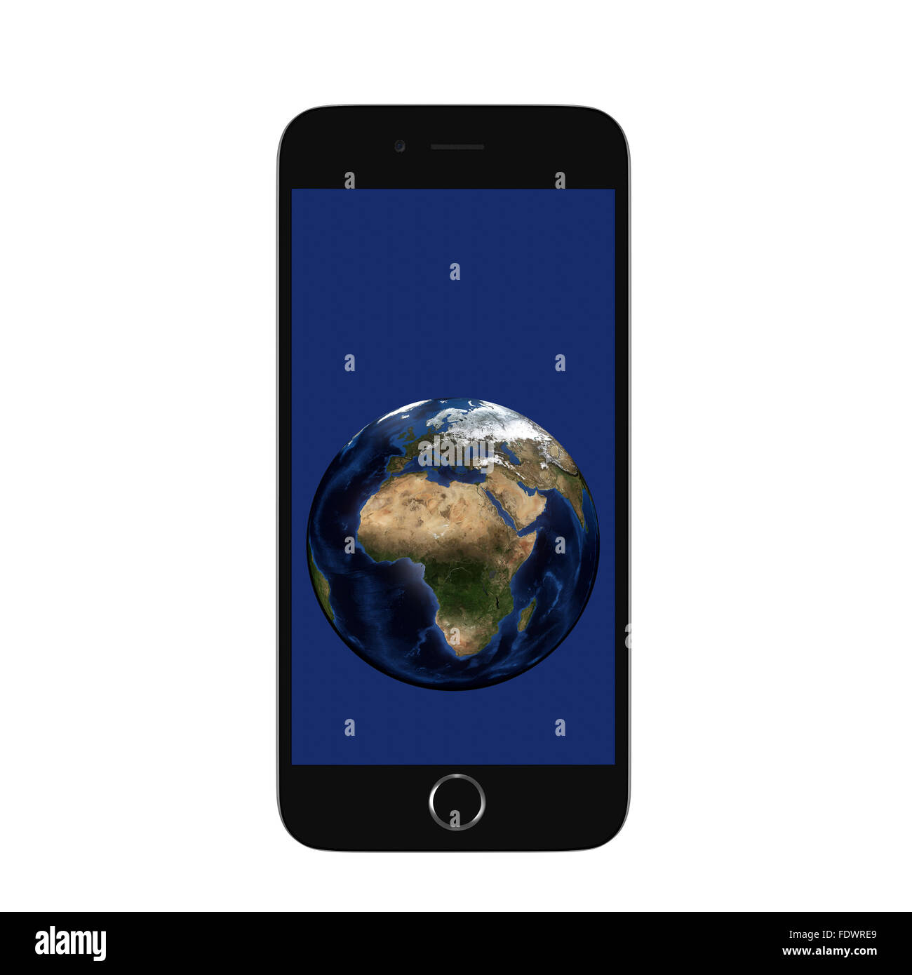 Realistic render of smart phone with Planet Earth visible on the screen ...